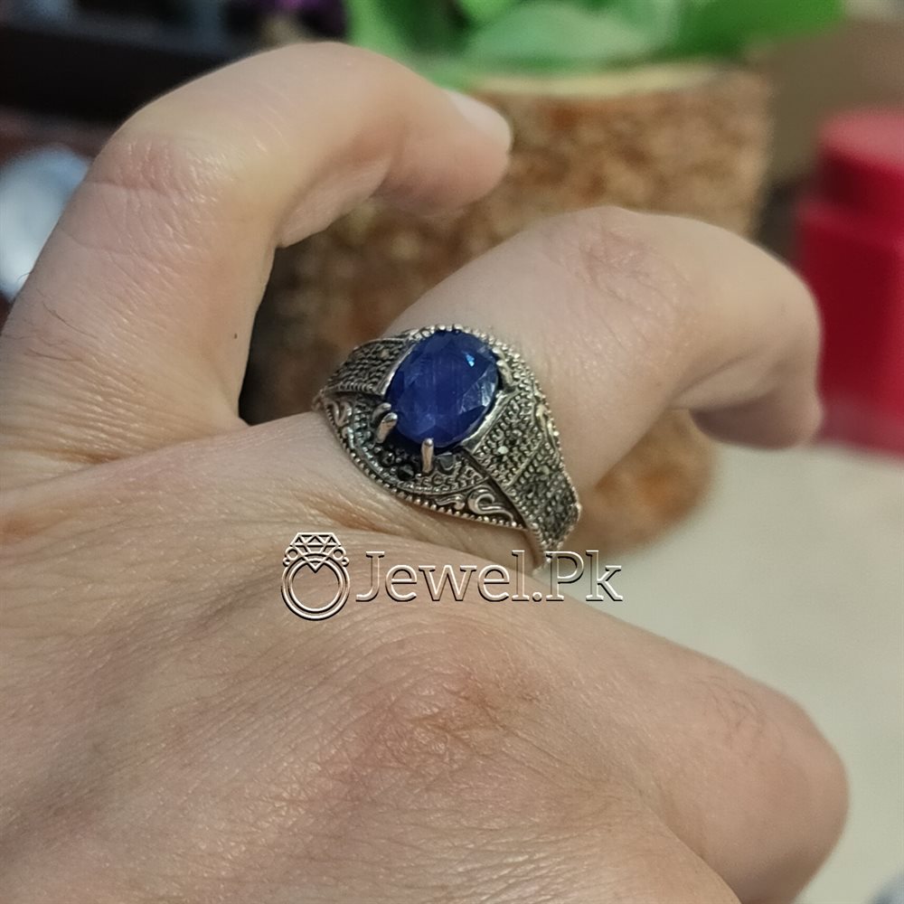 Neelum Stone- Blue Sapphire Ring 925 Silver Chaandi